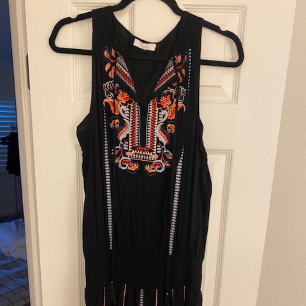 Parker Small Embroidered Sundress Black & Multi Colors - Gem